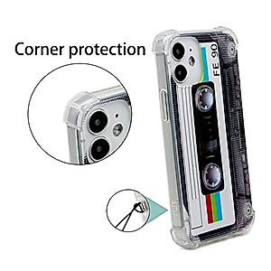 FAteamll Case for iPhone 12 Mini, Matte Finish Heavy Duty Soft Back Cover with Reinforced Corners TPU Soft Bumper Retro Cassette Tape Case Compatible with iPhone 12 Mini 5.4 Inch 2020 Released
