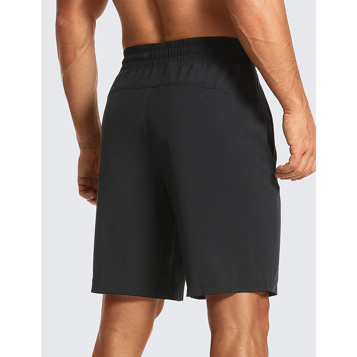 CRZ YOGA Men's Linerless Workout Shorts - 9'' Quick Dry Running Sports Athletic Gym Shorts with Pockets Black Large