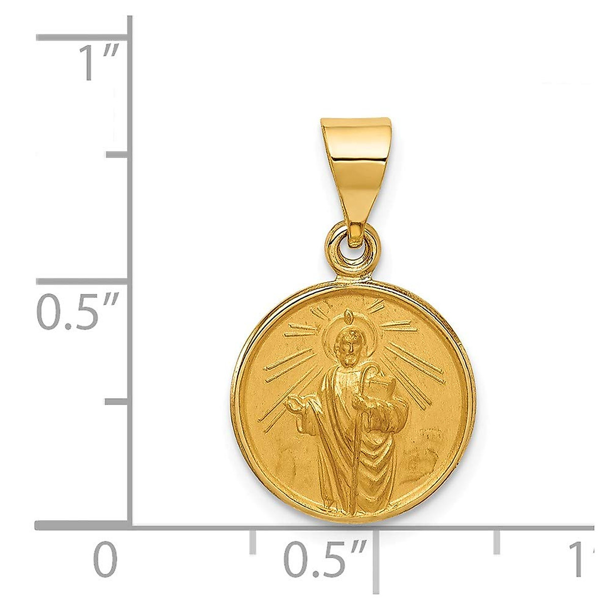 Solid 18k Yellow Gold Patron Catholic Patron Saint Jude Medal Pendant Charm - 22mm x 13mm