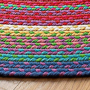 SAFAVIEH Braided Collection 3' x 5' Oval Multi BRD316A Handmade Boho Reversible Area Rug