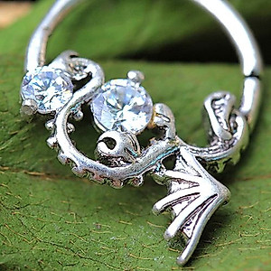 Pierced Owl 16GA Stainless Steel Crystal Flying Dragon Annealed Seamless Ring