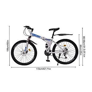 OCASAMI 26 Inch Folding Mountai Bike | Foldable Bike for Adults | 21 Speed Folding Bicycle with High-Carbon Steel | Dual Disc Brake | Adult Folding Bikes Folding MTB for Adults/Men/Women