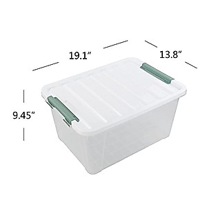 Innouse Plastic Latch Storage Box, 35 Quart, Pack of 6, Large Clear Plastic Bins