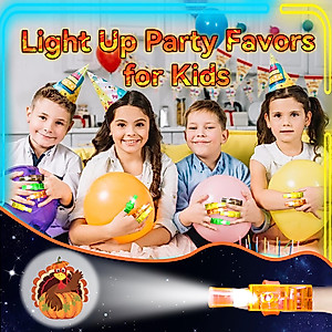 Fall Thanksgiving Party Favors, 24PCS LED Light Up Finger Lights-Turkey Pumpkin Pattern Glow in the Dark Toys Bulk for Boys Girls Harvest Class Exchange Gifts Reward Prizes Thanksgiving Party Supplies