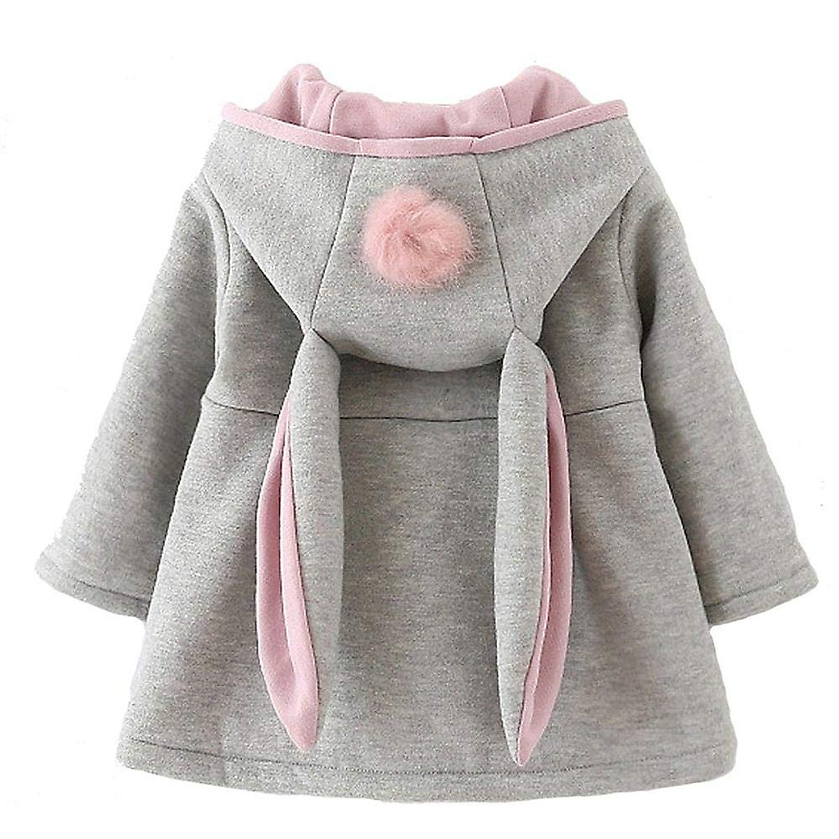 RJXDLT Baby Girls Coat Toddler Girl Lovely Ear Hoodie Down Jacket Winter Outwear 6-12 Months Gray 135