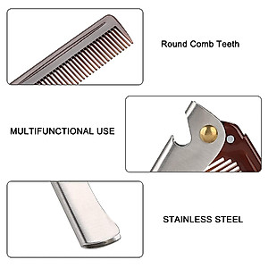 Beard Comb, Natural Wood Mustache Comb Folding Beard Comb for Combing Both Hair and Beard, 12x3.5x1cm
