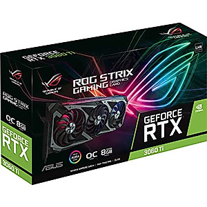ASUS ROG Strix NVIDIA GeForce RTX 3060 Ti V2 OC Edition Gaming Graphics Card (PCIe 4.0, 8GB GDDR6, LHR, HDMI 2.1, DisplayPort 1.4a, Axial-tech Fan Design, 2.9-slot, Super Alloy Power II, GPU Tweak II)