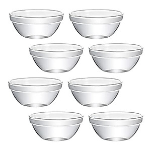 UPKOCH Round Dessert Dishes 8pcs Stacked Glass Bowls Pudding Bowls Glass Ramekins Bowls Mini Glass Bowls for Kitchen Prep Dessert Dips and Candy Dishes Nut Bowls Clear Round Side Dishes