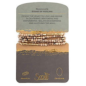 Scout Curated Wears - Women's Stone Wrap Bracelet & Necklace - Rhodonite - Stone of Healing