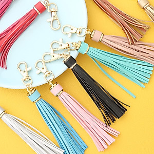 MSCFTFB 10pcs Tassel Purse Charm,Leather Keychain,Key Chain for Car Keyring Purse Accessory Bag Charm Gift for Mom(Gold)