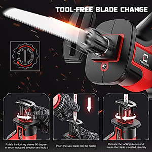 Cordless Reciprocating Saw for Milwaukee m18 18V Battery, Brushless motor, Variable Speed 0-3000 Spm,Tool Free Blade Change, 4 Saw Blades for Wood/Metal/PVC Cuts (NO Battery Included)