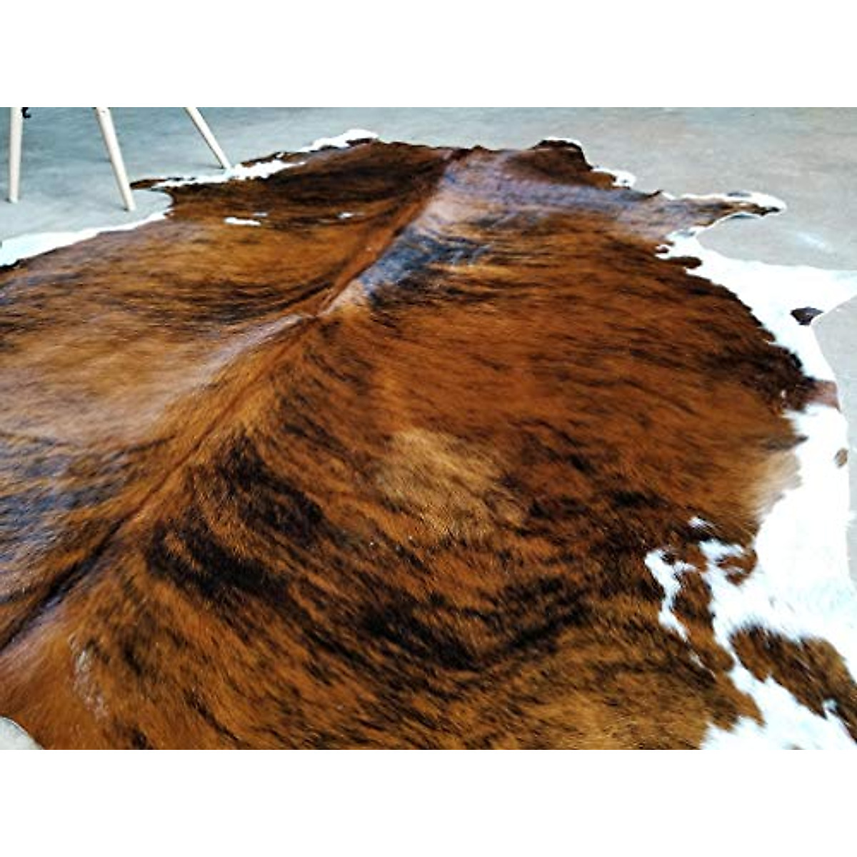 Brindle White Belly Cowhide Rug Cow Hide Skin Leather Area Rug: Large