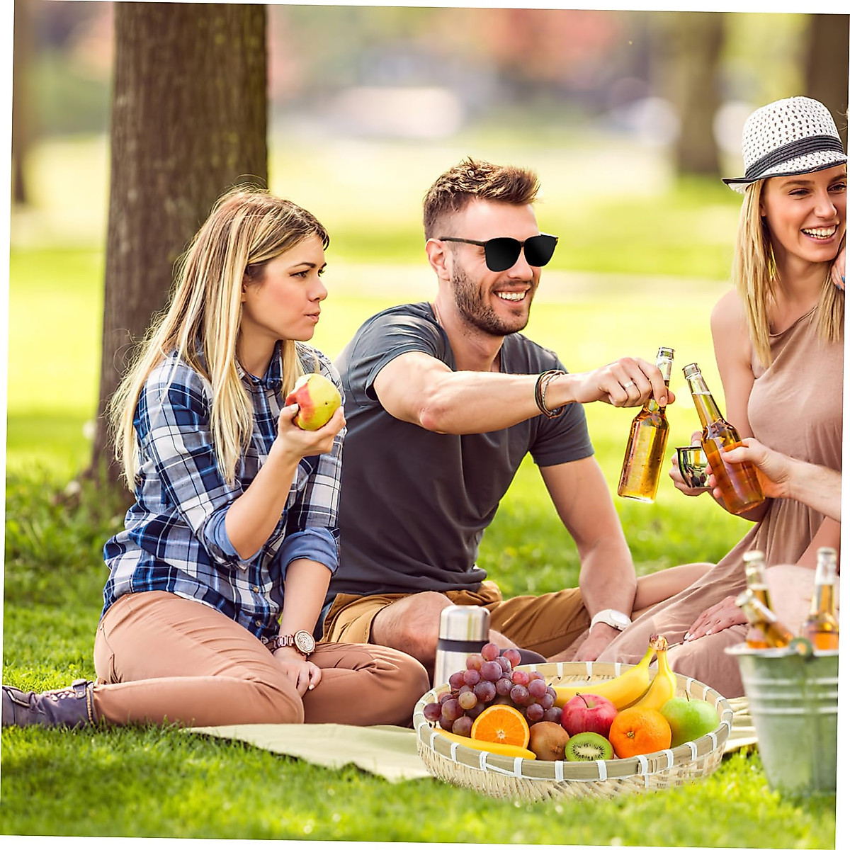 Alipis 3Pcs bamboo three piece set Bread Basket Tray wicker food shallow plate fruit rattan basket wicker basket tray fruit display basket Rattan Bread Basket wicker tray dining table egg