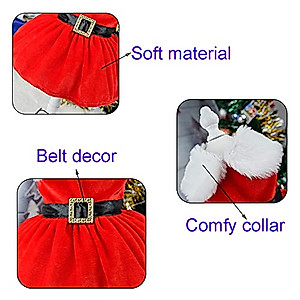 ANIAC Small Dog Christmas Dress Cat Xmas Outfits Red Santa Puppy Skirt Holiday Theme Girls Dog Clothes Pet Christmas Apparel (A, Small)