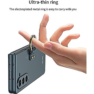 TECHY for Galaxy Z Fold 5 Case with Ring Ultra Thin Matte PC Protective Cover for Samsung Galaxy Z Fold 5 2023, Grey