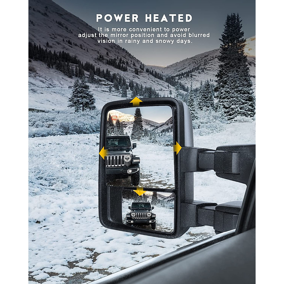 OCPTY Towing Mirrors Power Heated Left Driver Right Passenger Side Tow Mirrors Fit for 1999-2007 for Ford for F250/F350/F450/F550 Super Duty with Turn Signal Light with Chrome Housing