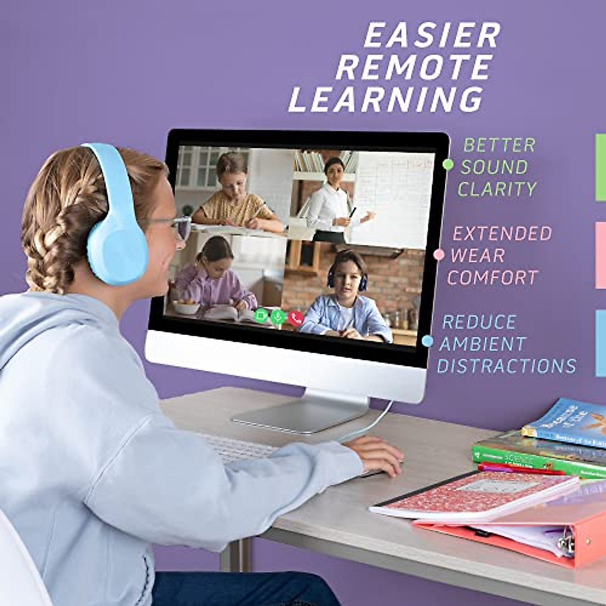 Sonitum Kids Headphones for School Bulk Set 5-Pack On-Ear, 3.5mm, Wired Headphones for Schools & Libraries – Adjustable, Cushioned Wired Kids Headphones – School Headphones for Kids, (Mixed Colors)