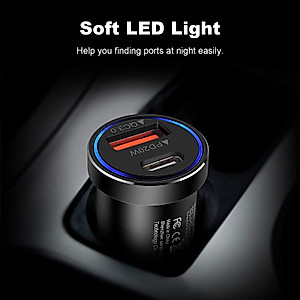 USB C Car Charger Flush Fit, 2Pack 38W PD 2Ports Car Fast Charger Adapter (Mini/Metal) Type C Quick Phone Car Charger Plug Compatible iPhone 15 14 13 12 11 Mini Pro Max XS XR, Samsung S24 S23 S22 S21