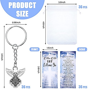 Nosiny 108 Pieces Funeral Favors Thank You Set Includes 36 Angel Keychains 36 Organza Bags 36 Miss Me But Let Me Go Prayer Cards Angel Charm Guest Gift for Celebration of Life Funeral Memorial Party