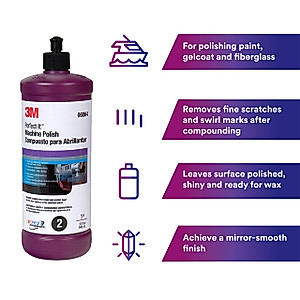 3M Perfect-It Machine Polish (06064) – For Paint and Gelcoat on Cars, Boats, Trucks and RVs – 8 ounces, White