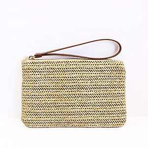 VALICLUD Straw Bag s for Women Woven Bag Straw Purse Straw Clutch Hand Bags Purses for Women Shoulder Bag Girl Wallet Woman Wallet Staw s for Wallet for Women Small Zipper Miss Tote Handbag