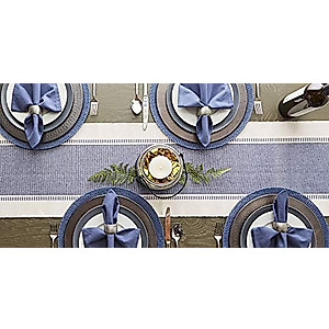 DII Dobby Stripe Woven Table Runner, 13x72-inch, French Blue