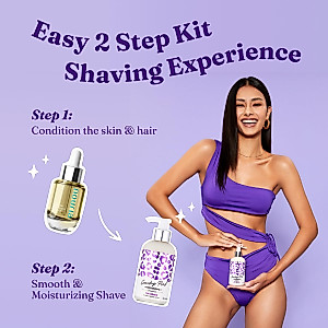 Coochy Plus Intimate Shave Cream + Pre-Shave Elixir Moisturizer Oil Kit – HydroLock & MOISTURIZING PLUS Continuous Hydration Reliefs Razor Burn Bump Ingrown Hair