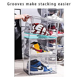 GQHNLUP Shoe Display Case 10 Pack,Shoe Boxes Clear Plastic Stackable Strong and Sturdy Acrylic Shoe Display Magnetic Door (14.2 X 11.0 X 8.7in)