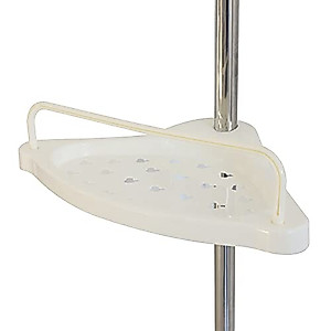 LiFuJunDong 4 Tier Corner Shower Caddy Tension Pole, Shower Organizer Tension Pole Shower Basket Shelves Adjustable Height Adjustable Shower Caddy for Bathtub