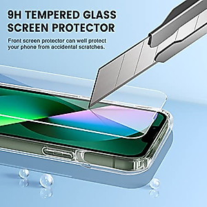 Maxdara [3 in 1 for iPhone 13 Case Clear, with Tempered Glass Screen Protectors + Camera Lens Protectors Slim Thin Shockproof Case for iPhone 13 6.1 Inch