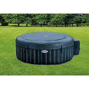 Intex PureSpa 4 Person Inflatable Portable Heated Bubble Jet Spa Hot Tub and Cover Package with Built In Heater Pump