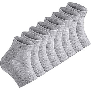 Bememo Soft Gel Heel Socks Ventilate Open Toe Socks 4 Pairs for Dry Hard Cracked Skin Moisturizing Day Night Care Skin (Gray)