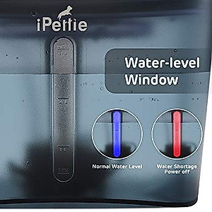 iPettie Kamino Pet Water Fountain, 101oz/3L, Ultra-Quiet Automatic Cat Water Dispenser with LED Light & Water Level Window, Auto Power Off USB Pump & Dual Filters for Cats and Dogs, Translucent Blue