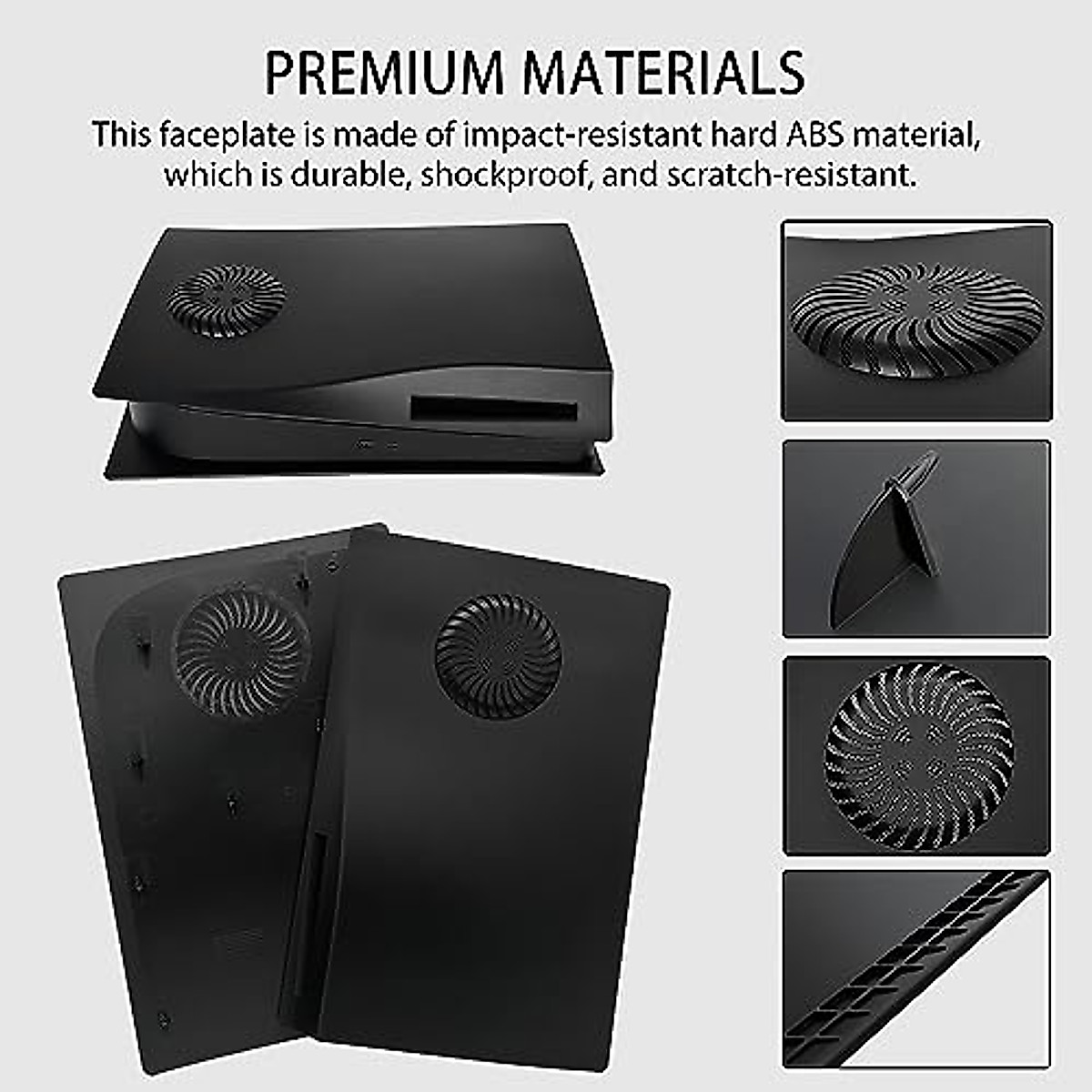 Faceplate for PS5 with Cooling Vents and Dust Filter DOBEWINGDELOU Face Plate Console Cover Replacement Side Plate Shell for PS5 Disc Edition Dustproof Accessories ABS Case Black