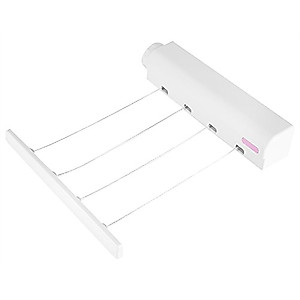Retractable Washing Line, 4 Lines 10.50ft Clothes Airer Indoor Wall Punch Flexible Laundry Washing Line Drying Rack