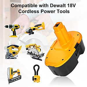 Amsbat 2 Packs 4500mAh High Capacity Ni-Mh DC9096 DC9098 DC9099 DW9096 Battery Replacement for Dewalt 18V Battery XRP Compatible with Dewalt 18 Volt Battery DW9098 DW9099 DE9095 DE9098 DE9091(Yellow)