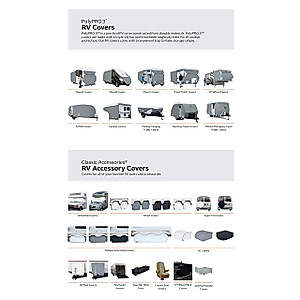 Classic Accessories Over Drive PolyPRO3 Deluxe Sloped Travel Trailer Cover, 19-21', Grey/Snow White