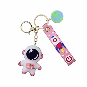 DIWANG LAN Apple AirTag Protective Case Anti-Lost Keychain Accessories Cute Fashion Protective CaseAirTag case Cartoon Anime Spaceman Skin (Pink Astronaut)
