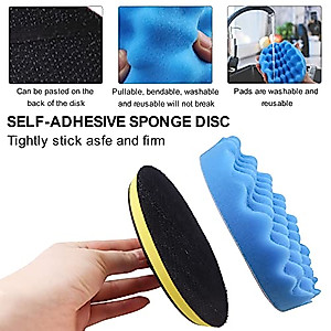 MAXMAN 15 pcs 6 Inch Buffing Pads Foam Polishing Pad Wax Buffer Polish Pads Includes Fiber Pad 5/8-11 Thread Backing Pads Polisher Drill Attachment for Car Detailing