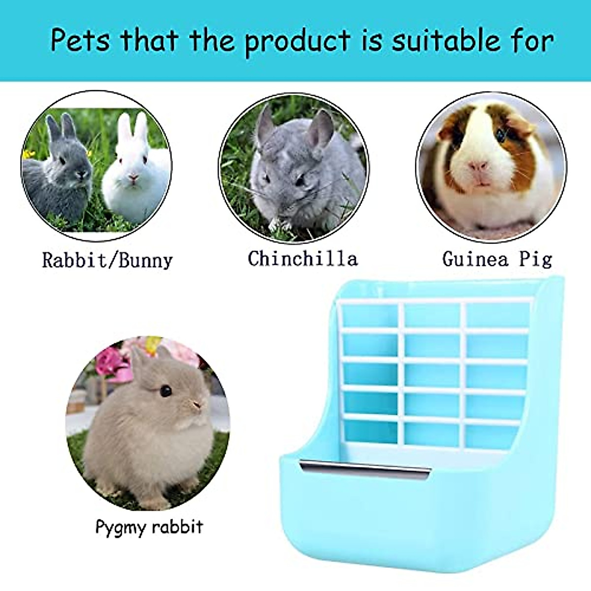 kathson Rabbit Hay Feeder, Bunny Hay Feeder Hay and Food Feeder Bowls Manger Rack Pet Chew Toys Grass Cake for Bunny Guinea Pig Chinchilla Hamsters