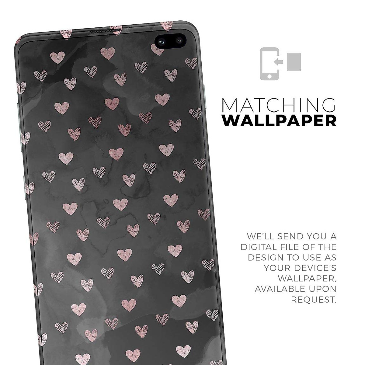 DesignSkinz Karamfila Marble & Rose Gold Hearts v11 Protective Vinyl Decal Wrap Skin Cover Compatible with The Samsung Galaxy S20 (Screen Trim & Back Glass Skin)