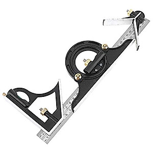 Smgda 12" Combination Square Stainless Steel Adjustable Sliding Ruler & Protractor Level Measure Measuring Set 4-Piece Carpentry Tools Carpenter Square, Woodworking Tools, Metal Ruler, Framing Square