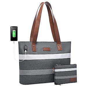 LOVEVOOK Laptop Shoulder Work Tote Bag for Women,Lightweight Casual School Bag Fits 15.6 In Laptop Handbag Purse 2pc/set