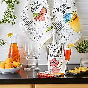 DII Summer Basics Kitchen Collection Tropical Dishtowel Set, 18x28, Recipe Trio