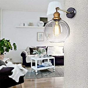 Skelang Clear Glass Shade, Globe Lampshade with 1.73" Fitter Opening, Fixture Replacement Globes for Pendant Light, Lamp, Wall Sconce