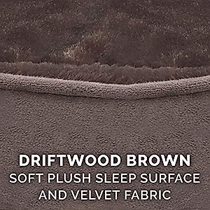 Furhaven Orthopedic Dog Bed for Medium/Small Dogs w/ Removable Washable Cover, For Dogs Up to 18 lbs - Plush & Velvet Oval Lounger - Driftwood Brown, Medium