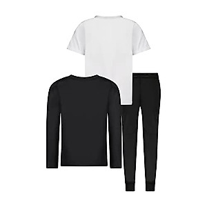 PUMA Boys' 3 Piece T-Shirt, Long Sleeve Shirt & Jogger Set, Black, 5