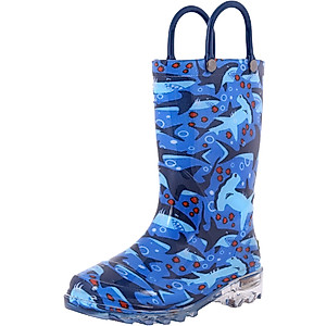 Western Chief Kids Light-Up Waterproof Rain Boot, Blue 8 M US Toddler