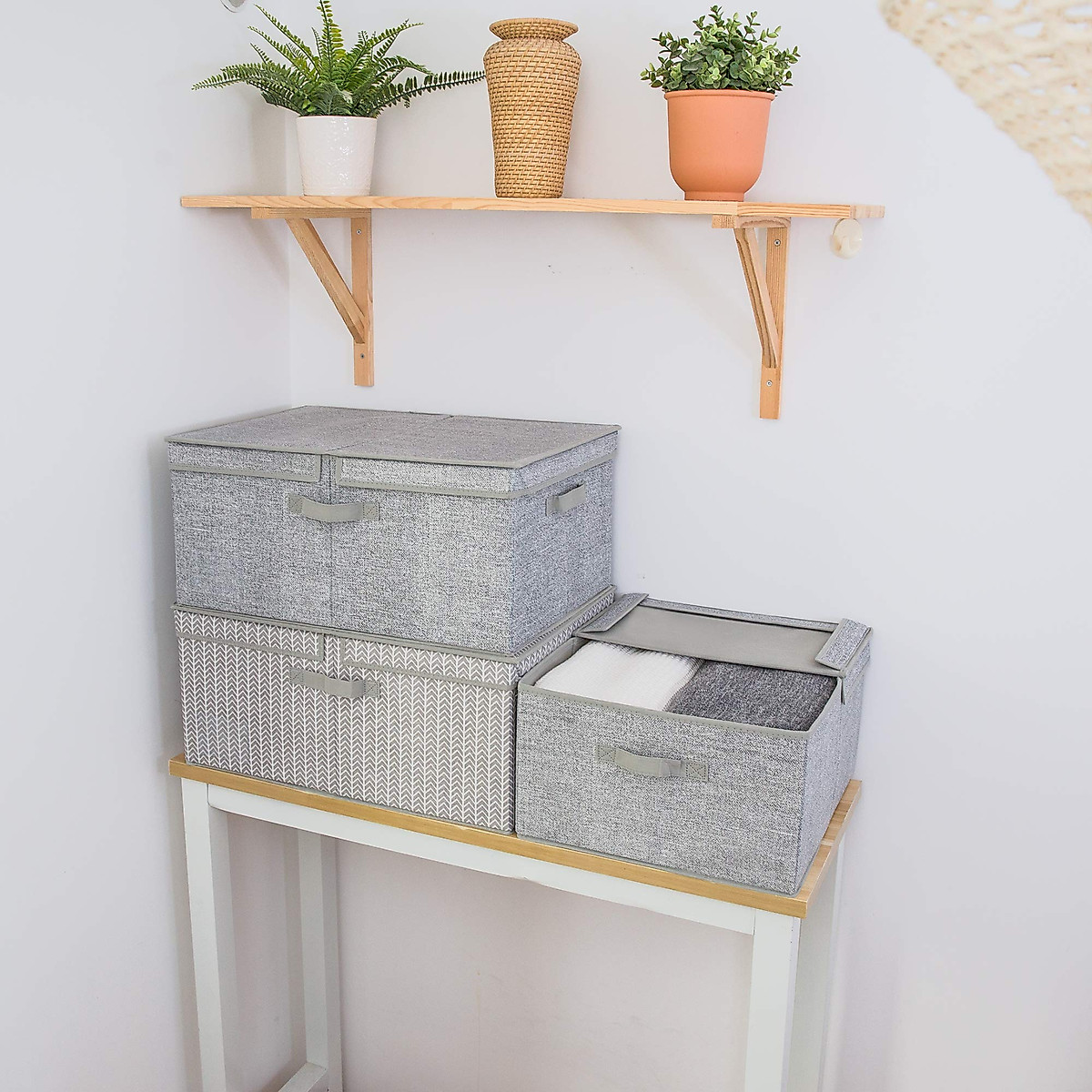 GRANNY SAYS Bundle of 2-Pack Large Rectangle Storage Bins & 2-Pack Closet Storage Bins