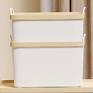 Zerodeko 2pcs Plastic Storage Baskets With Lid Desktop Organizer Bins Stackable Storage Bins Shelves Lidded Container with Handles for Closet Playroom Classroom Office